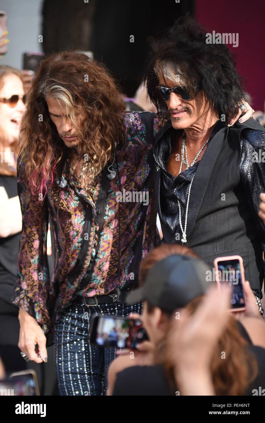New York, NY, USA. 15th Aug, 2018. Steven Tyler, Joe Perry, Aerosmith ...