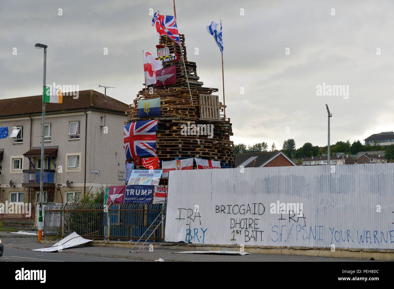 Londonderry, Northern Ireland. 11th August 2018. Controversial Bonfire ...