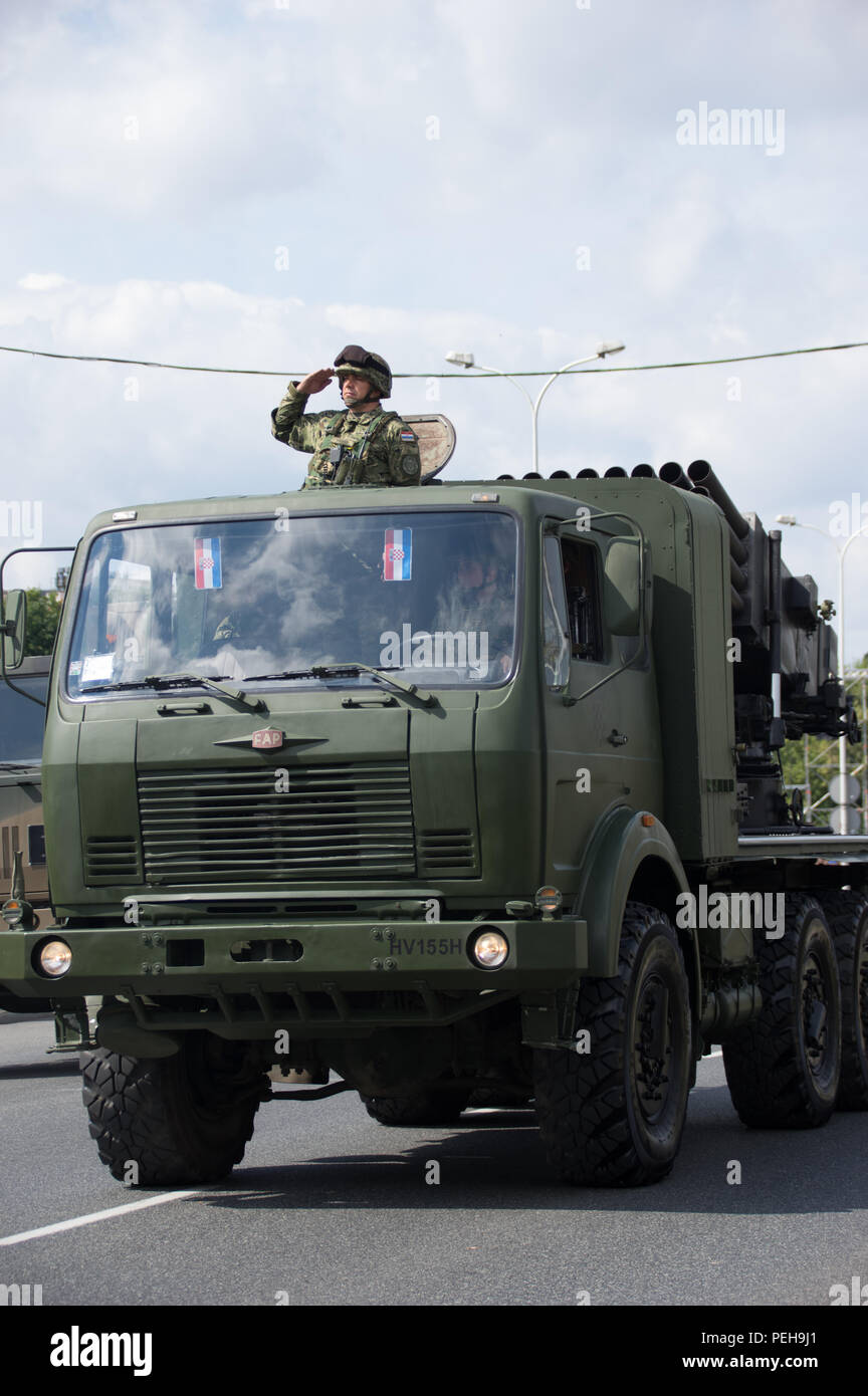 Poland, Warsaw: Heavy military vehicle on the street of the Polish ...