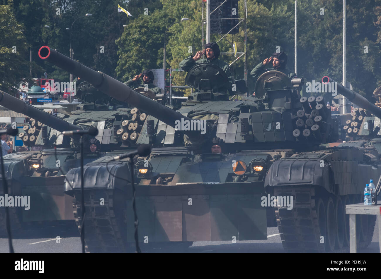 Poland, Warsaw: Heavy military vehicle on the street of the Polish ...