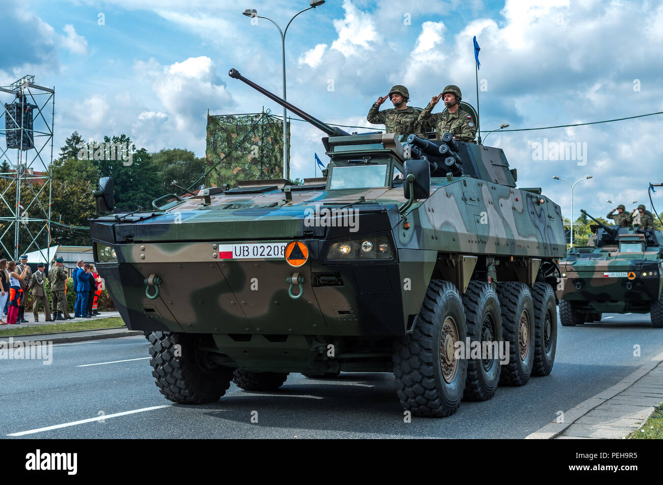 Poland, Warsaw: Heavy military vehicle on the street of the Polish ...