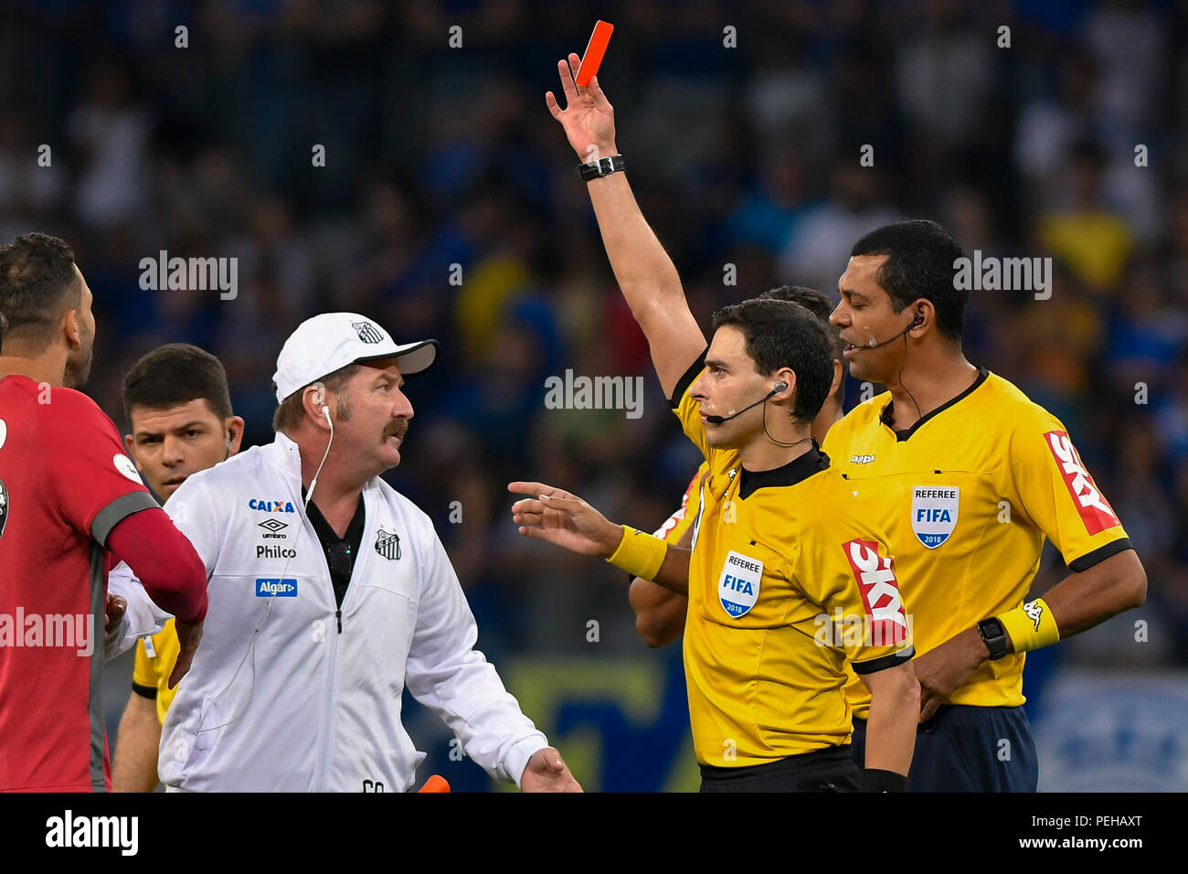 Belo Horizonte, Brazil. 15th Aug, 2018. Referee Rodolpho Toski Marques ...