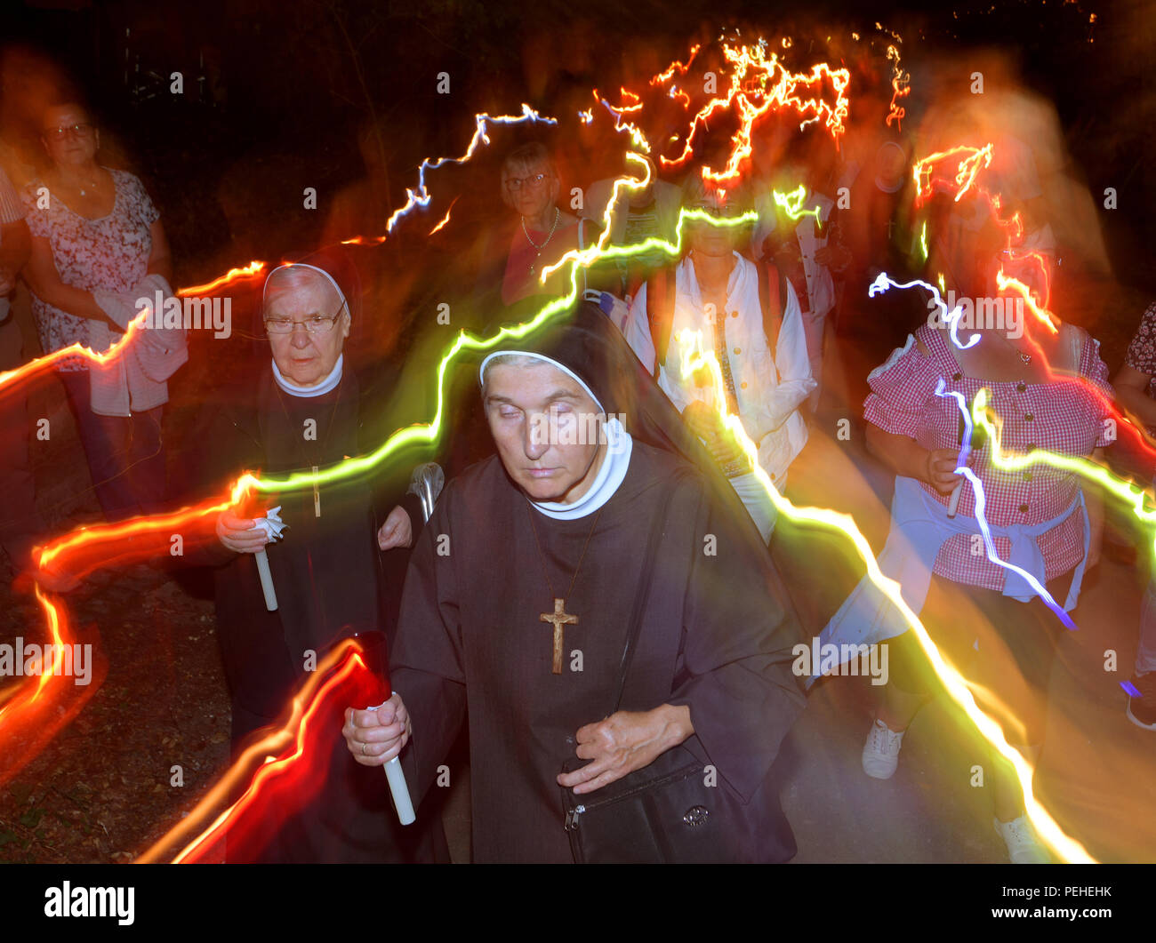 Ziemetshausen, Germany. 15th Aug, 2018. Nuns and procession ...