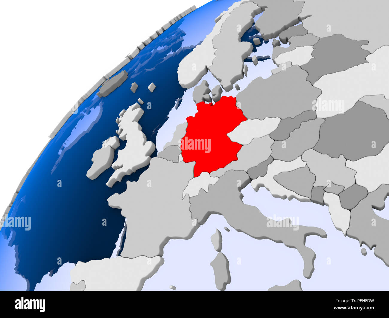 Germany on simple political globe with visible country borders and ...