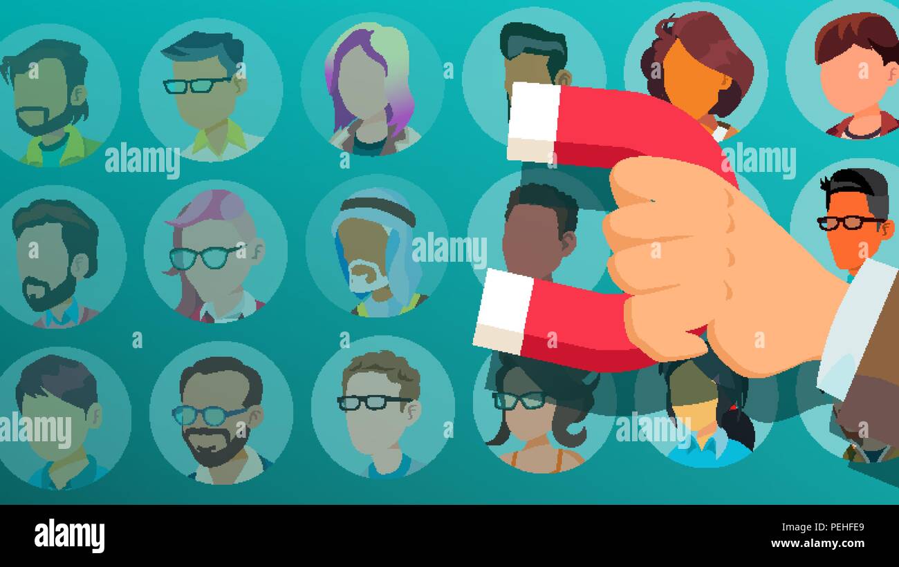 Customer Retention Vector. Businessman Hand With Giant Magnet ...