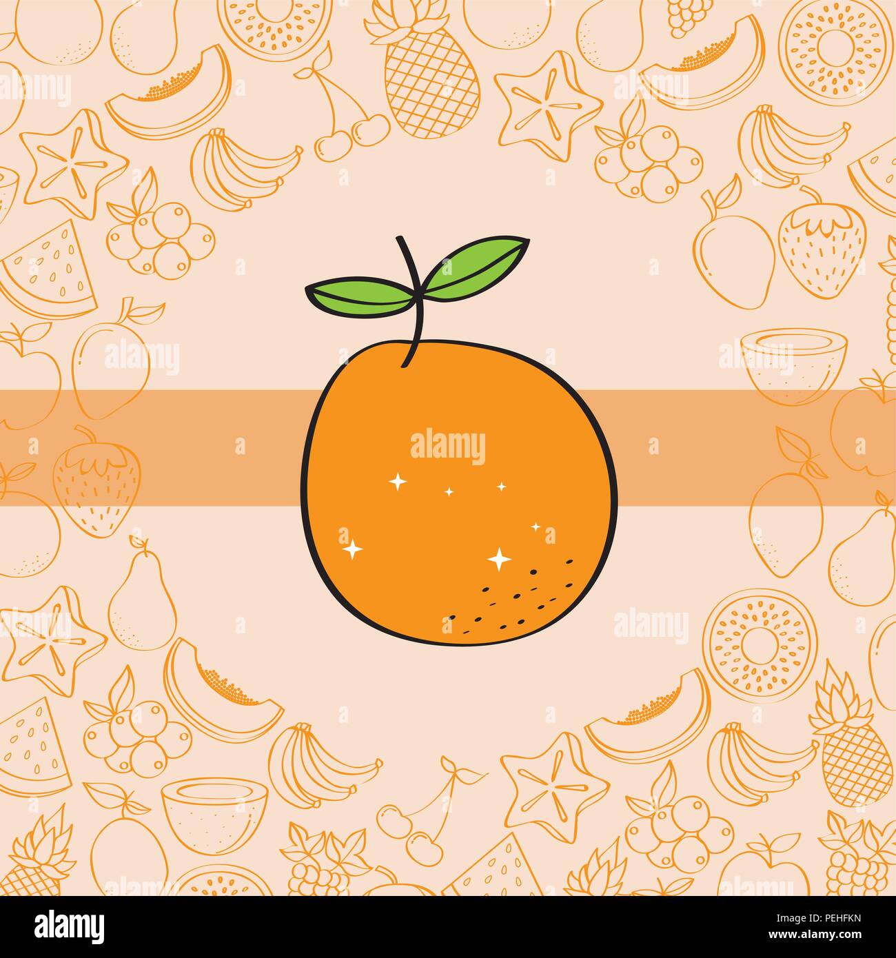orange fruits nutrition background pattern drawing style Stock Vector ...