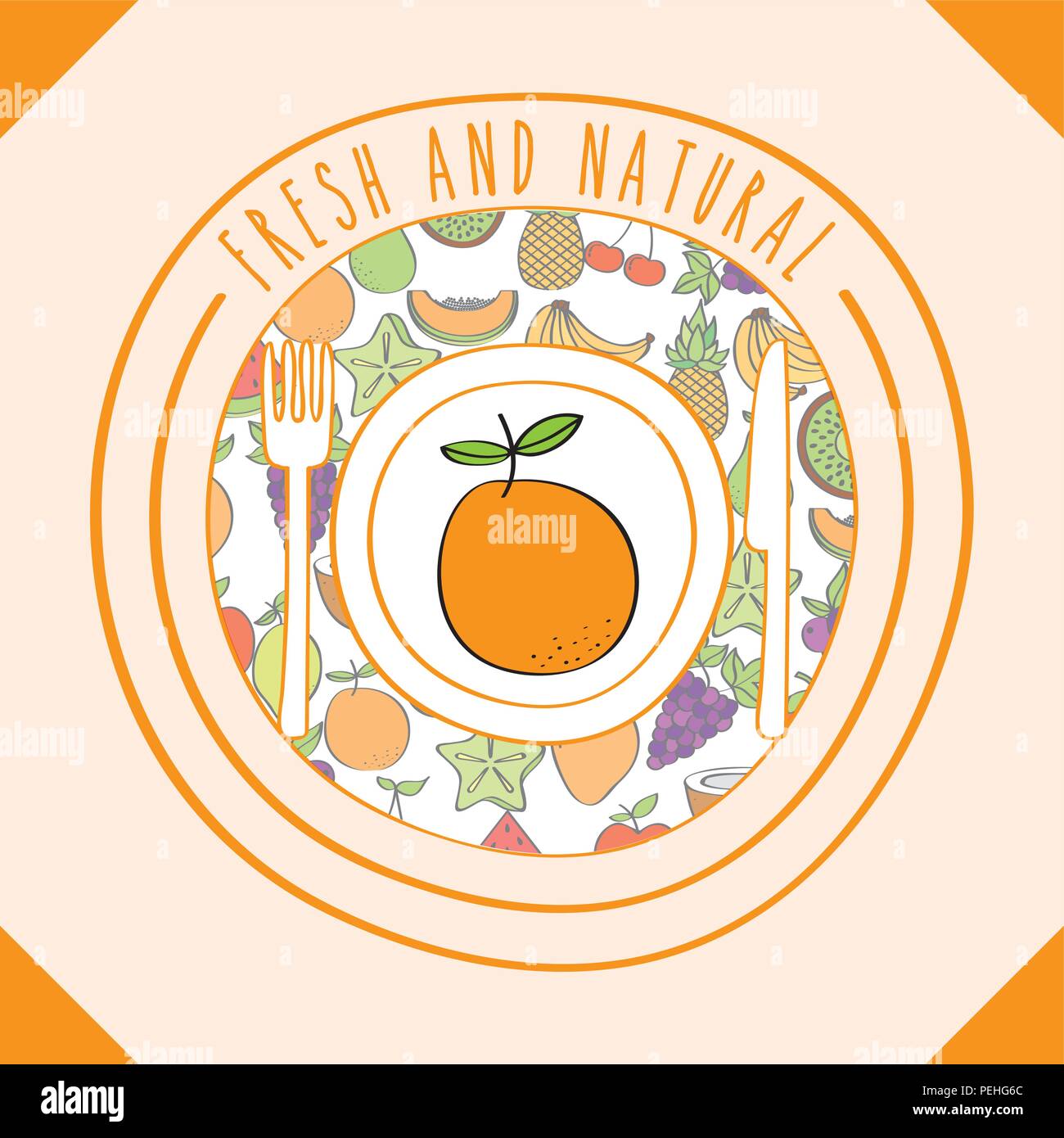 orange fresh and natural fruits food label Stock Vector Image & Art - Alamy