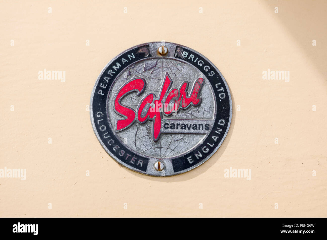 The makers nameplate bearing the information that the caravan was made ...