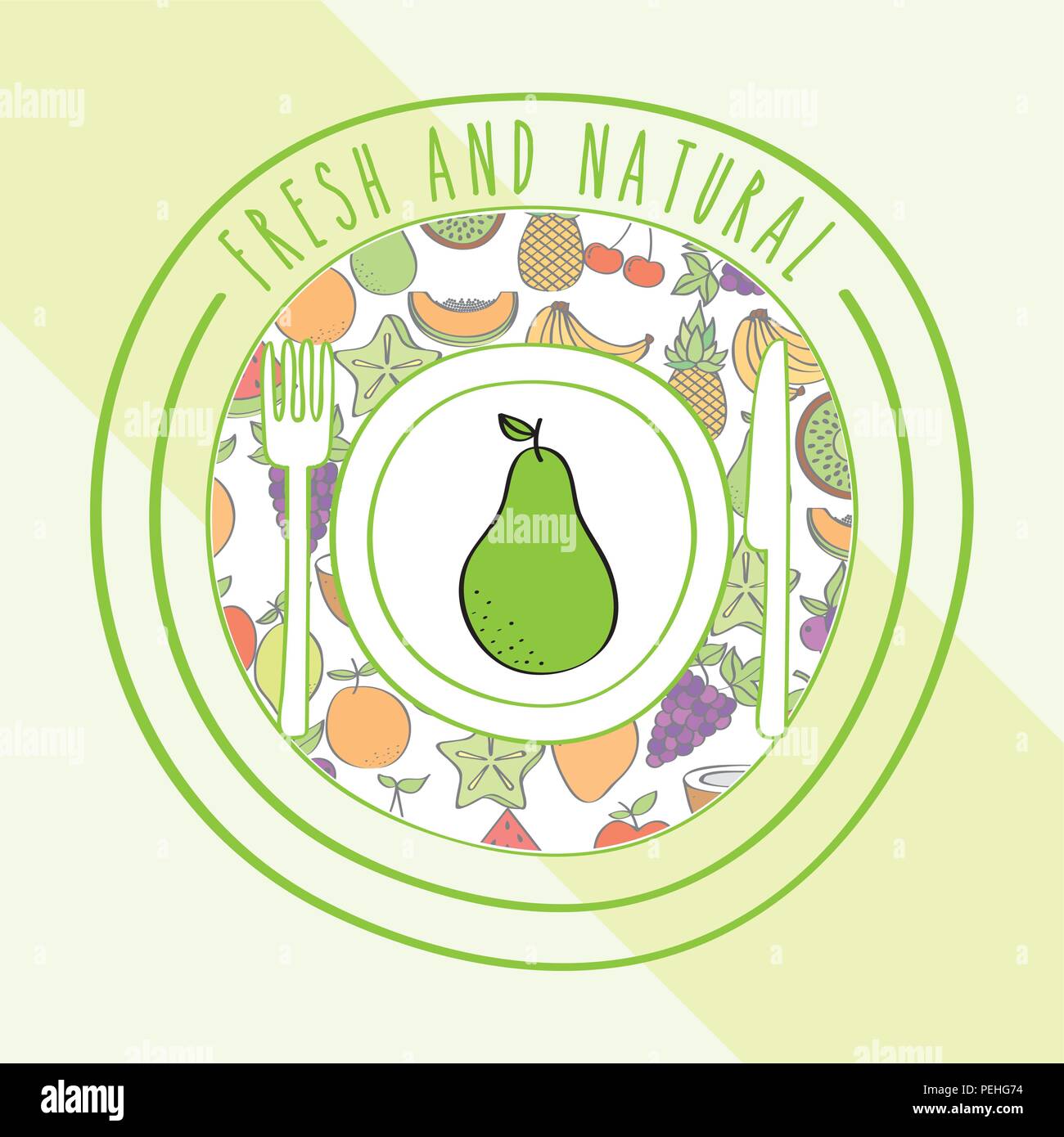 pear fresh and natural fruits food label Stock Vector Image & Art - Alamy