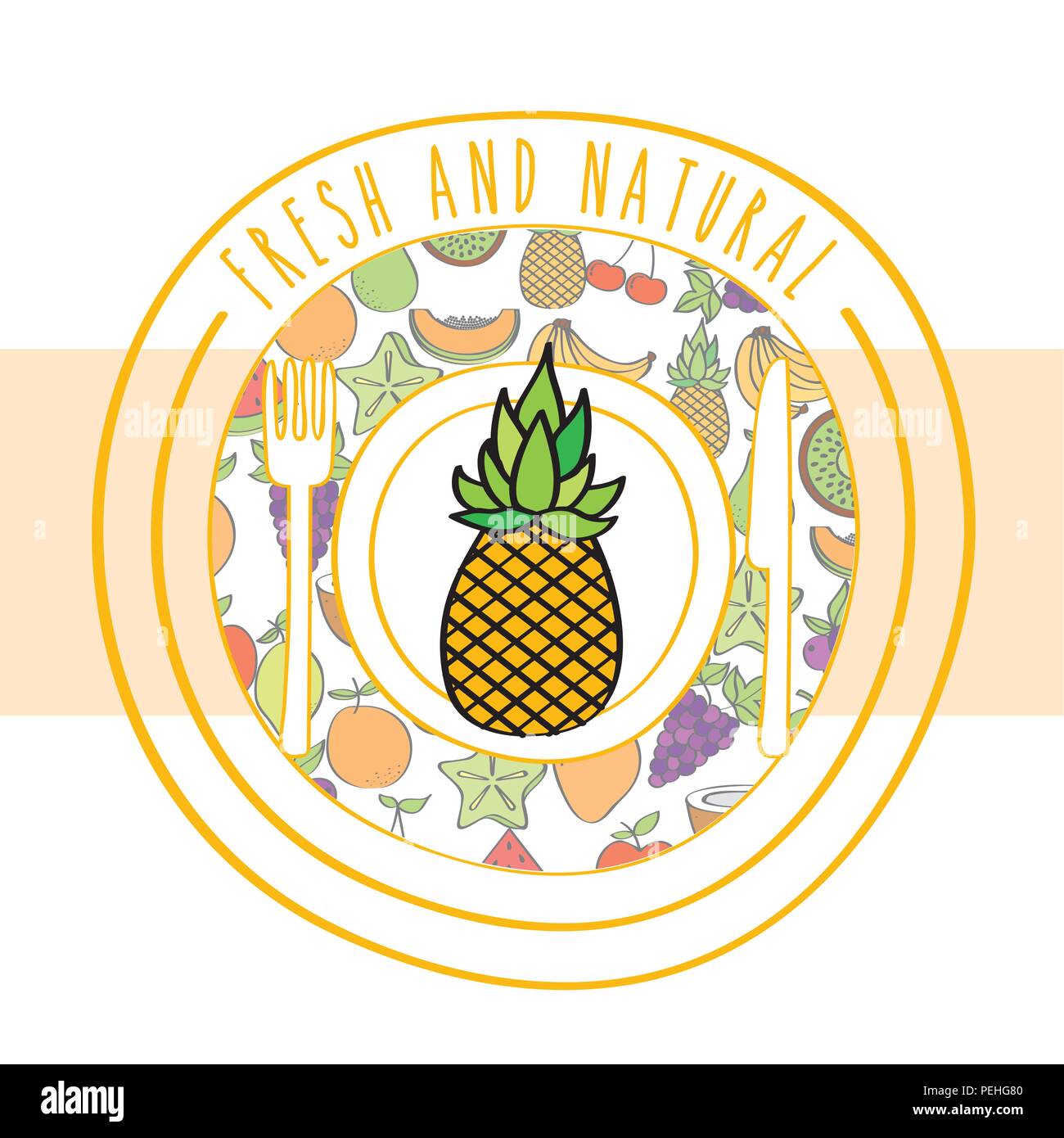 pineapple fresh and natural fruits food label Stock Vector Image & Art ...