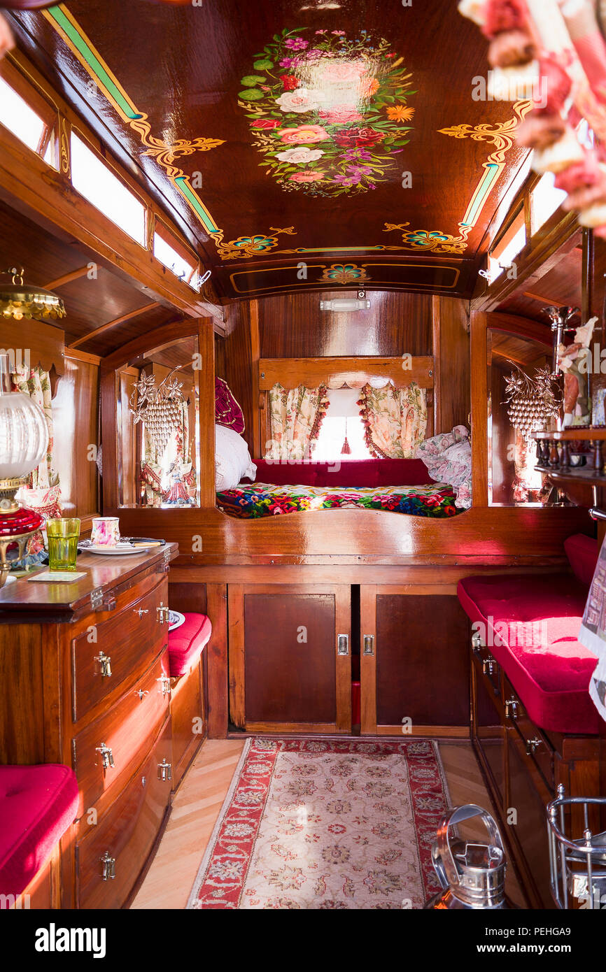 The highly ornate interior os a 1920s small touring caravan popular ...