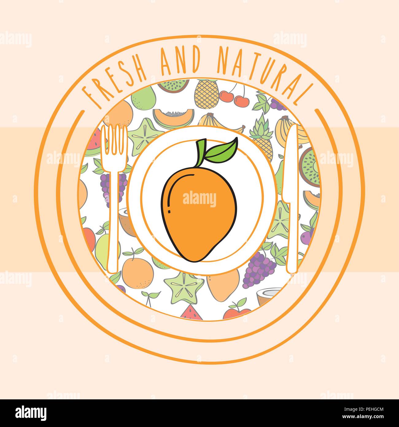 mango fresh and natural fruits food label Stock Vector Image & Art - Alamy