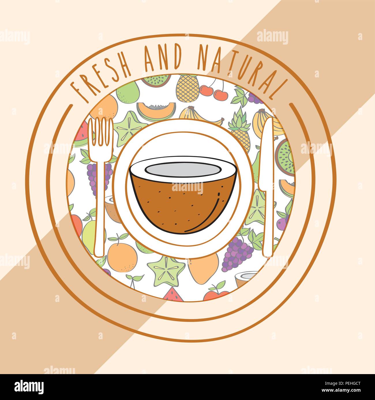 coconut fresh and natural fruits food label Stock Vector Image & Art ...