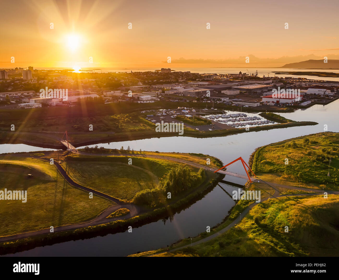 Aerial view- Ellidaar river, Reykjavik, Iceland Stock Photo - Alamy