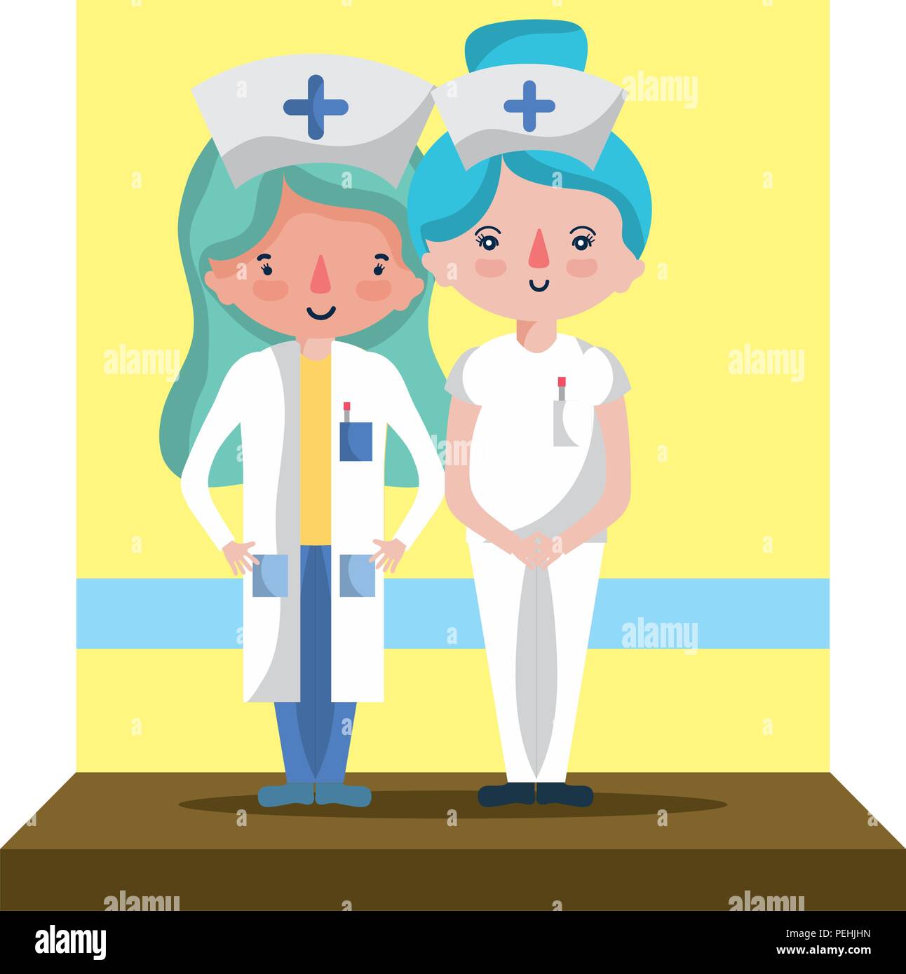 Happy nurses hospital Stock Vector Images - Alamy
