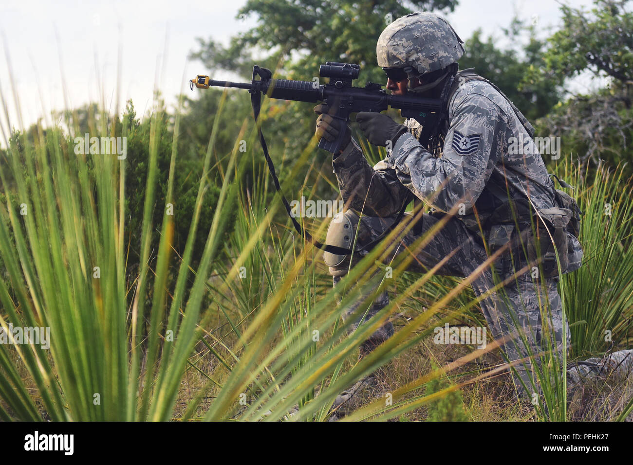 Tech. Sgt. Jason Lilly, 325th Security Forces Squadron patrolman, fires ...