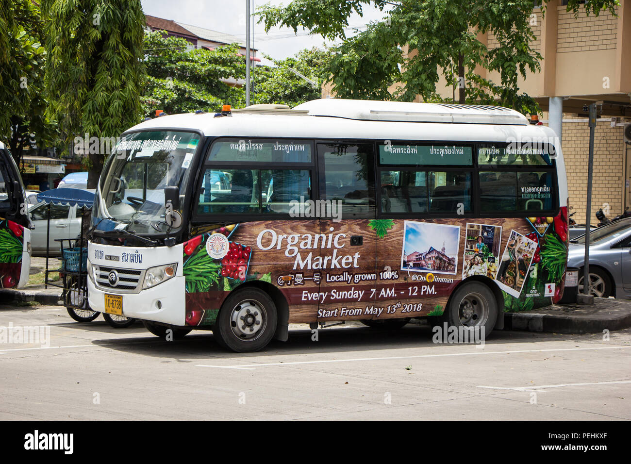 Chiangmai, Thailand - August 8 2018: Yutong Mini Bus. Bus of Chiangmai ...