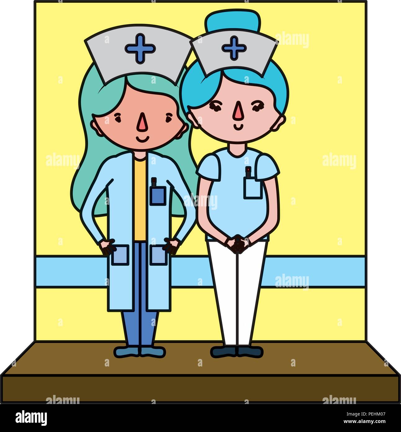 Happy Nurses Hospital Not Doctor Stock Vector Images - Alamy