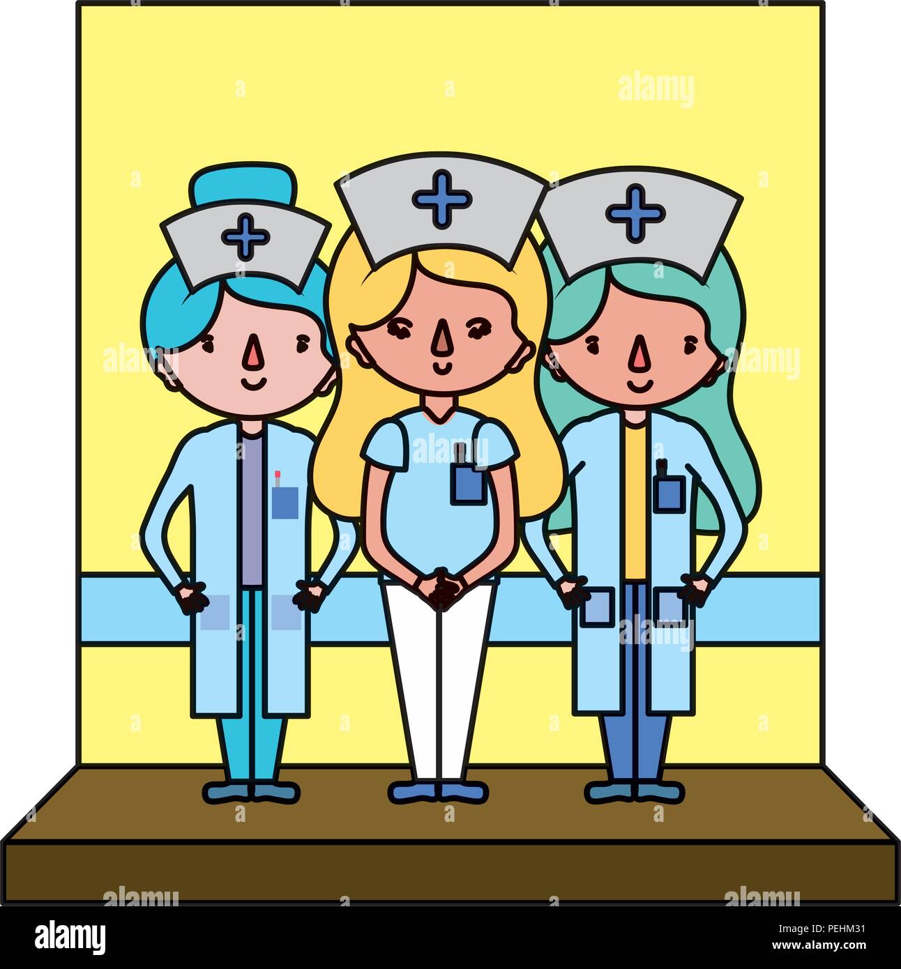 color professional women nurses with medical uniform Stock Vector Image ...