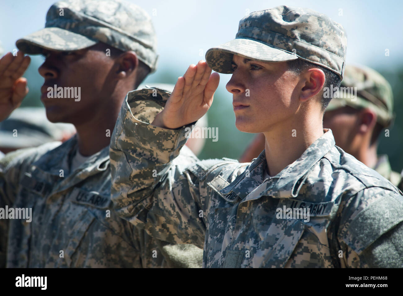 Capt. Kristen Griest and U.S. Army Ranger School Class 08-15 render a ...