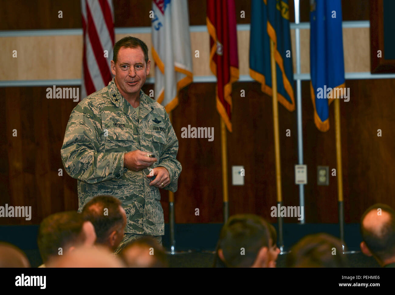 Maj. Gen. James Hecker, 19th Air Force commander, held an all call at ...