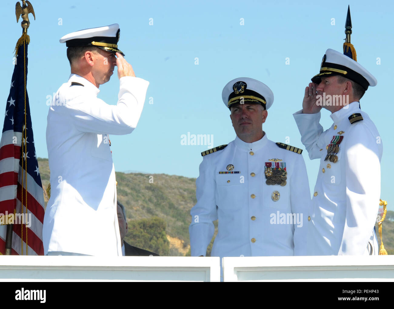 SAN DIEGO (Aug. 28, 2015) Cmdr. Don Tenney, right, relieves Cmdr. Trent ...