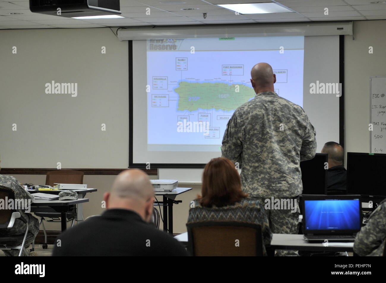 Soldiers of the U.S. Army Reserve Puerto Rico attend a commander's ...