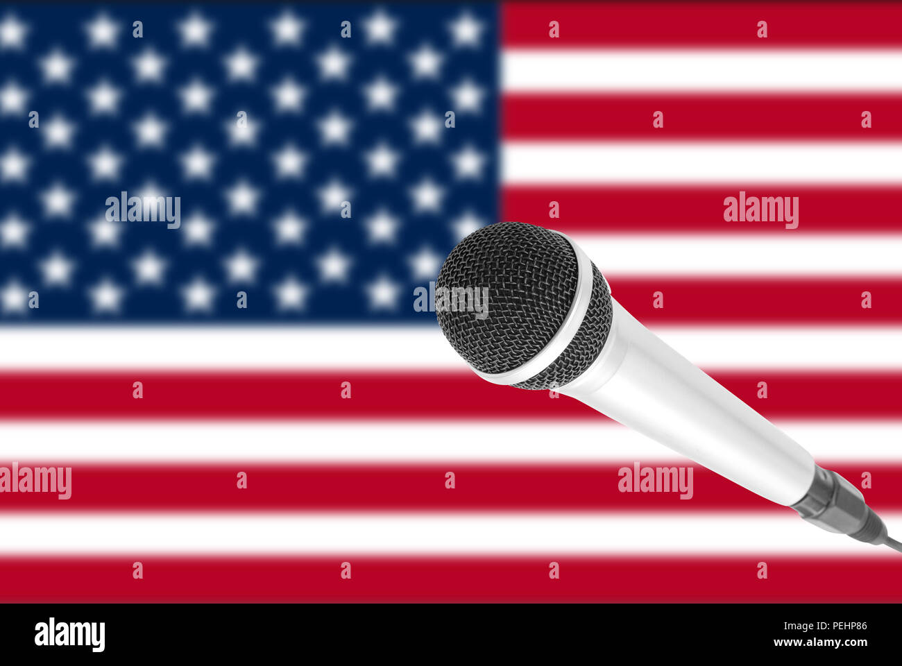 Microphone on USA flag Stock Photo - Alamy