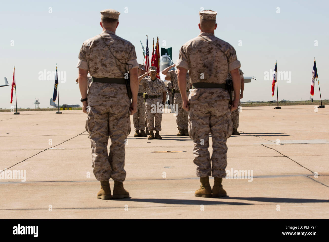 Col. Jason Woodworth, left, commanding officer of Marine Corps Air ...