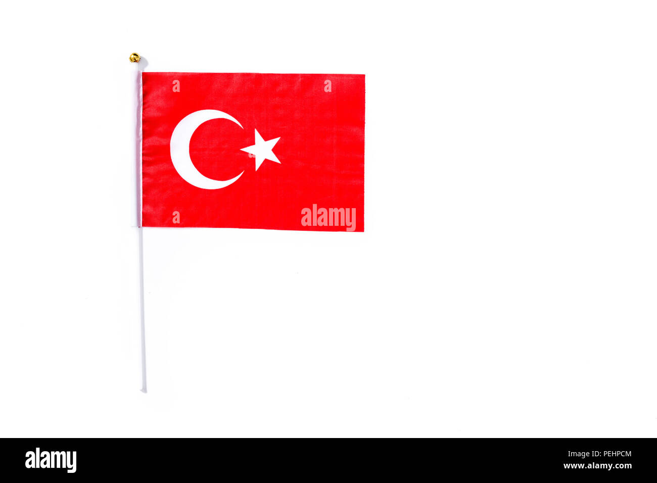 Turkey flag isolated on white background. Copyspace Stock Photo - Alamy