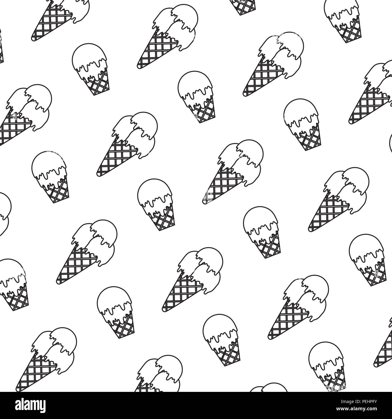 line delicious ice cream dessert background Stock Vector Image & Art ...