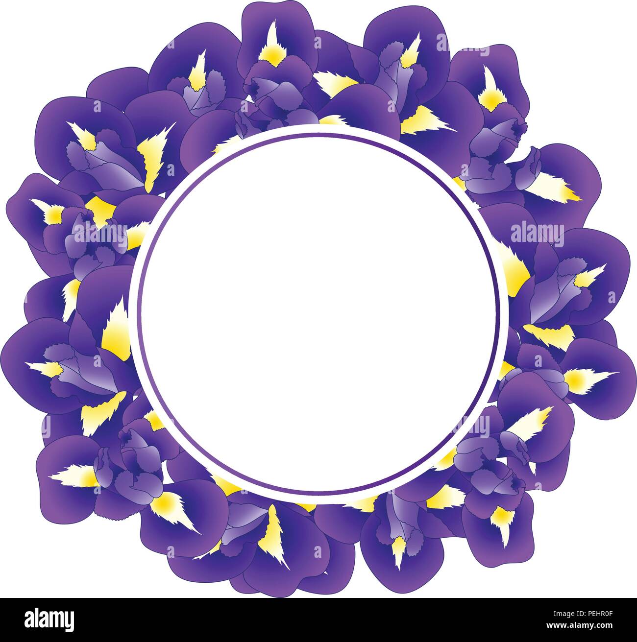 Dark Blue Purple Iris Flower Banner Wreath. Vector Illustration Stock ...
