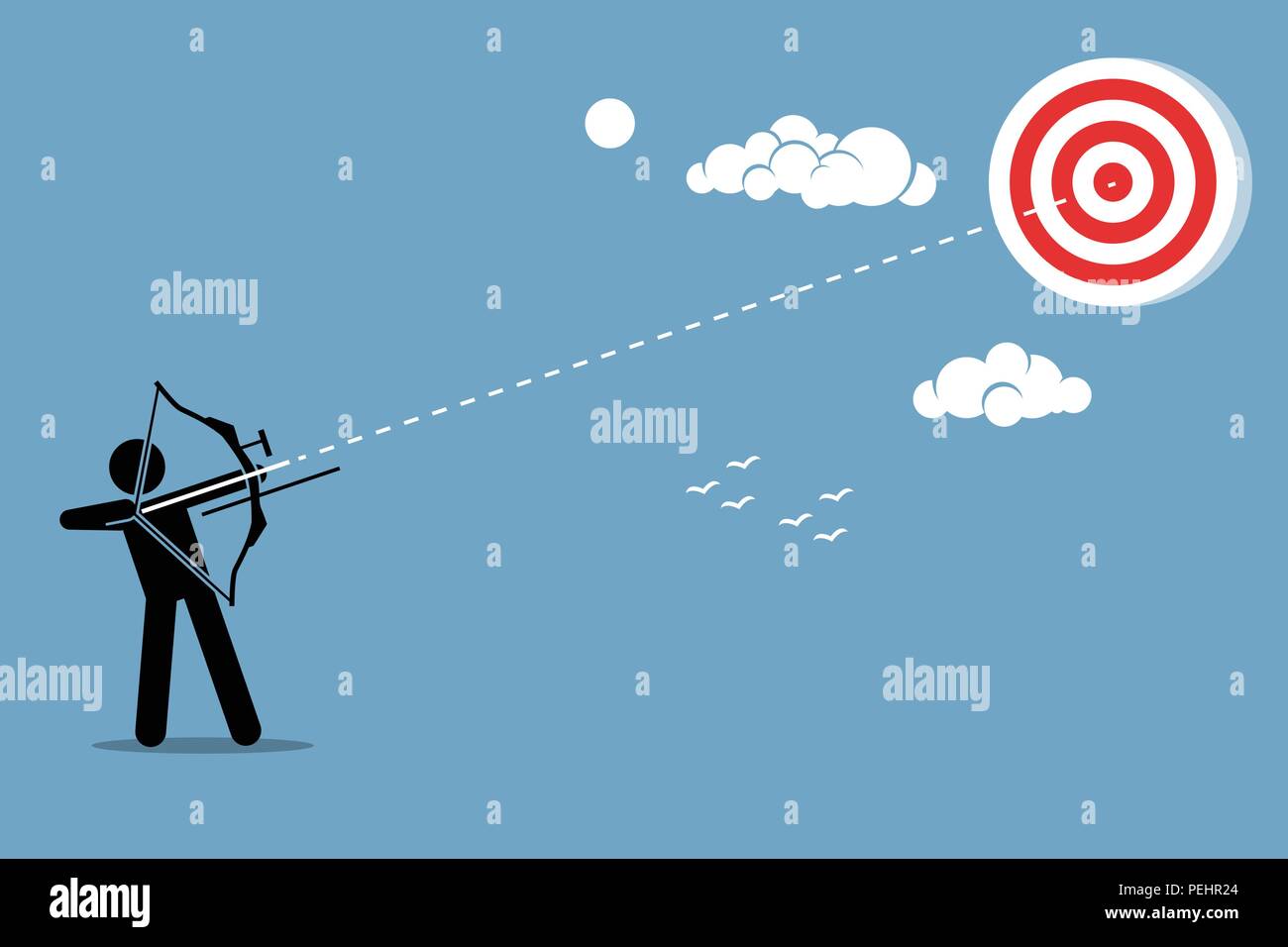 Vector artwork depicts ambition, mission, objective, success, and ...