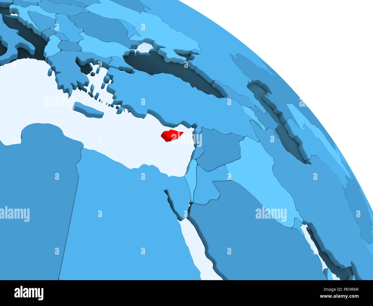 Cyprus highlighted on blue 3D model of political globe with transparent ...