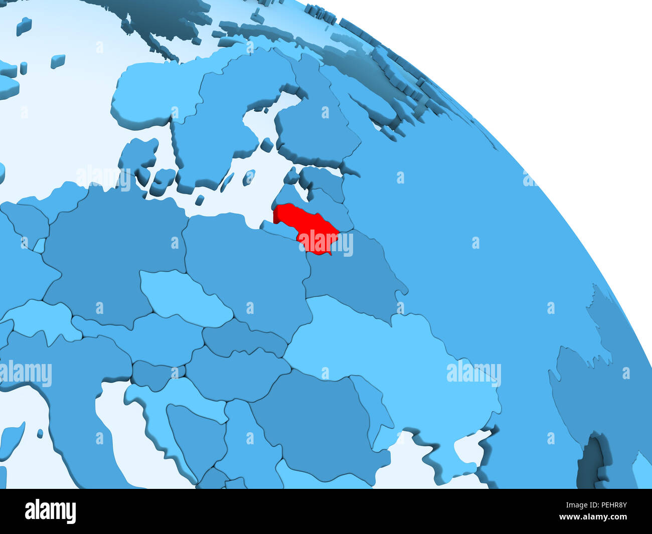 Lithuania highlighted on blue 3D model of political globe with ...