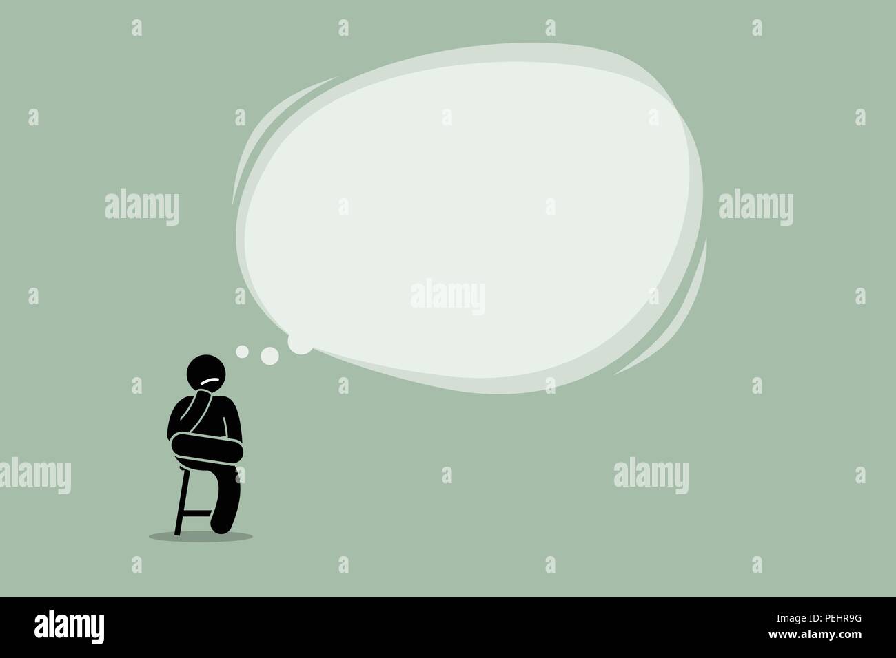 Vector artwork depicts thought, contemplate, idea, wisdom, and ...