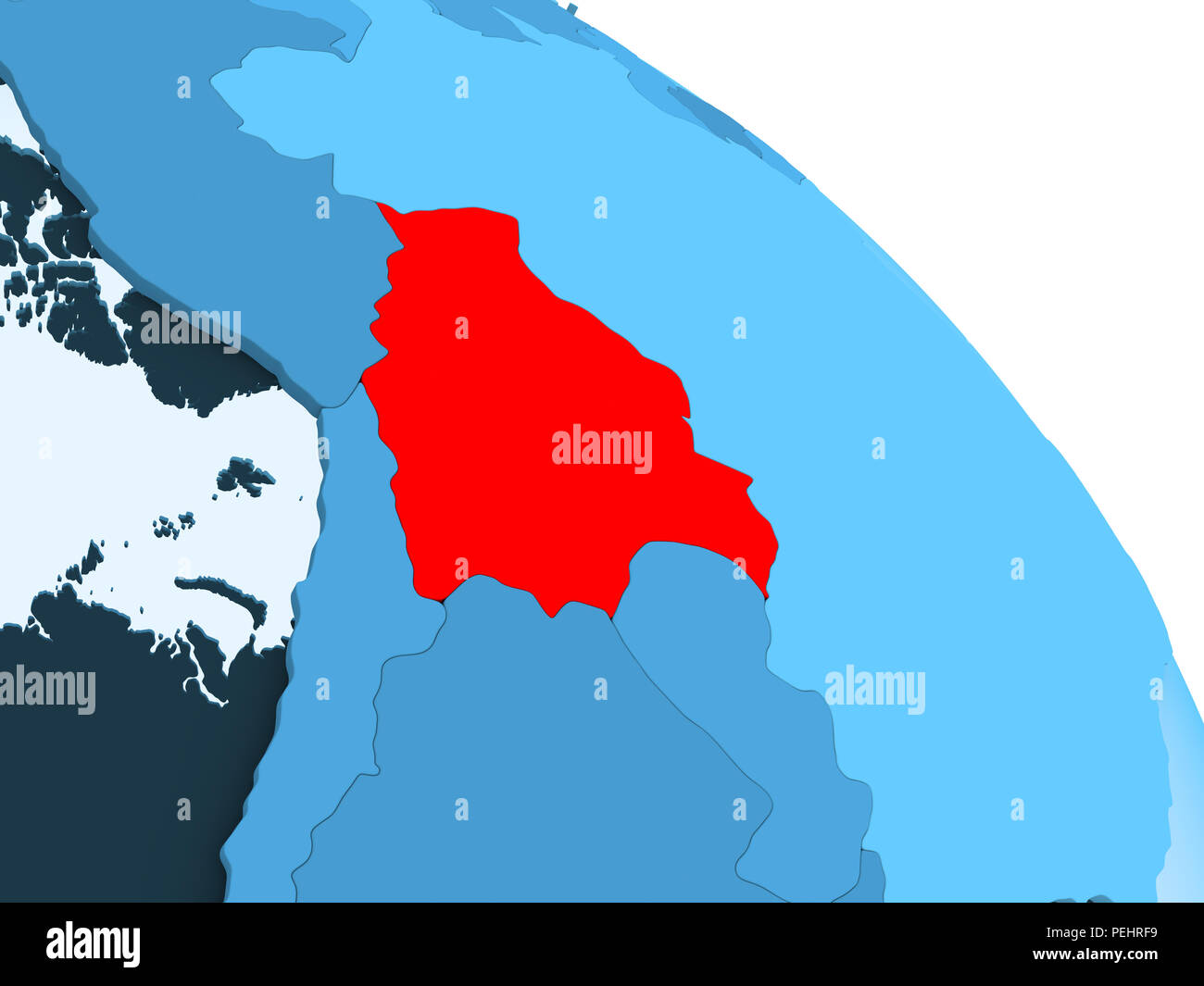 Bolivia highlighted on blue 3D model of political globe with ...