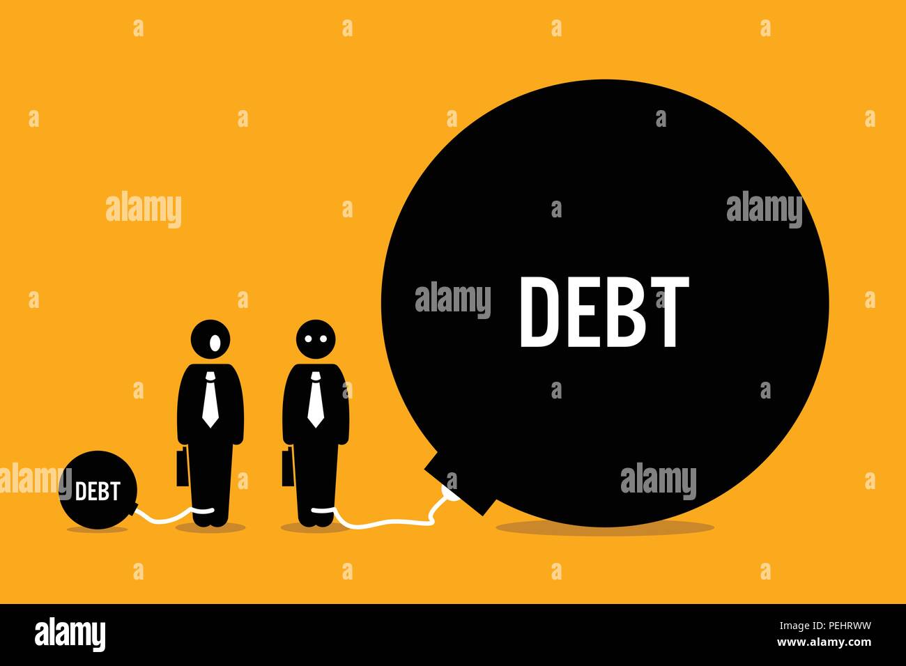 Vector artwork depicts debt and financial burden Stock Vector Image ...