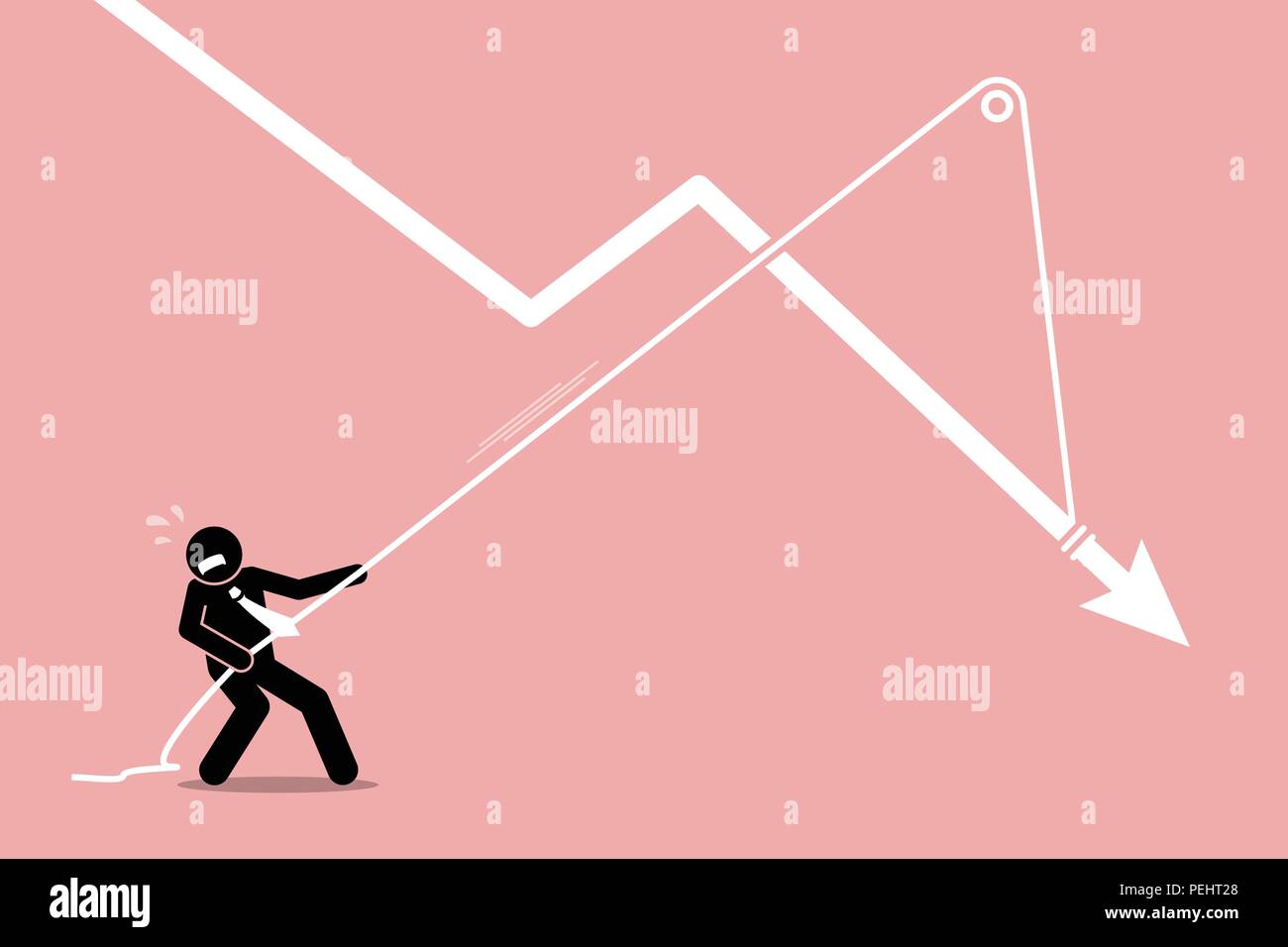 Vector artwork depicts economy crisis, downturn, financial pressure ...