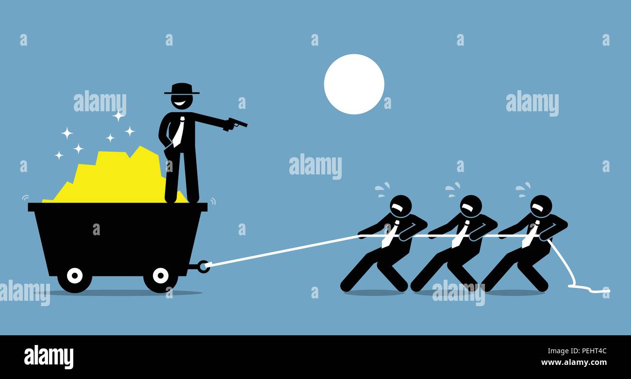 Vector artwork depicts bossy attitude and workplace harassment Stock ...