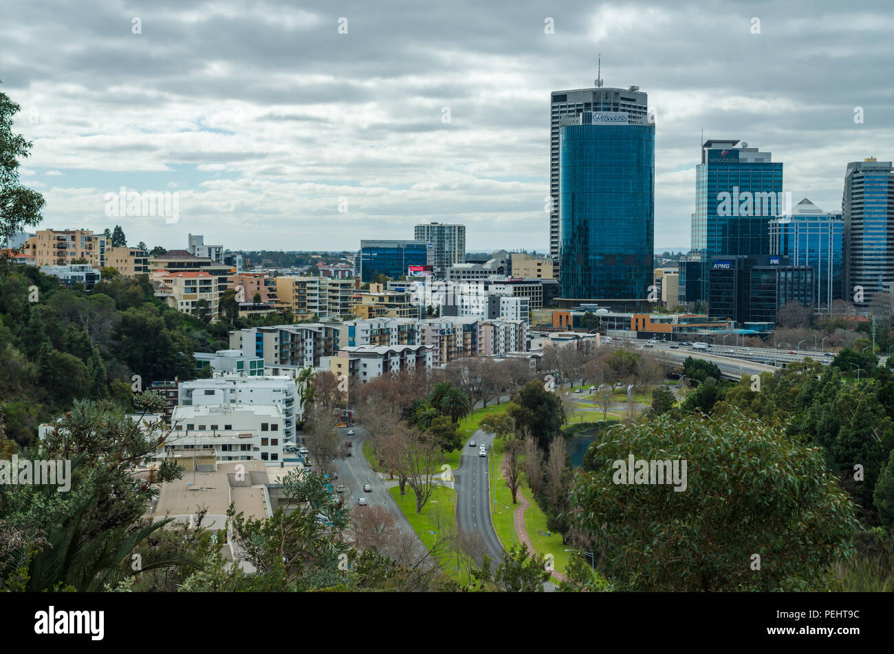 Skyline of Perth, Central Business District view from King's Park ...