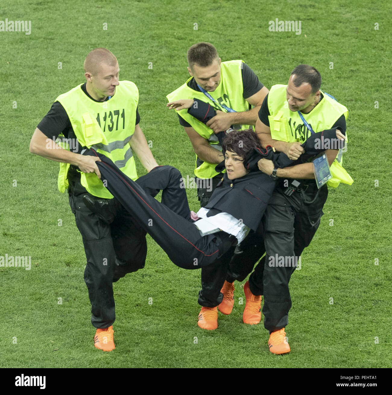 Pitch invaders storm onto the pitch during the 2018 FIFA World Cup ...