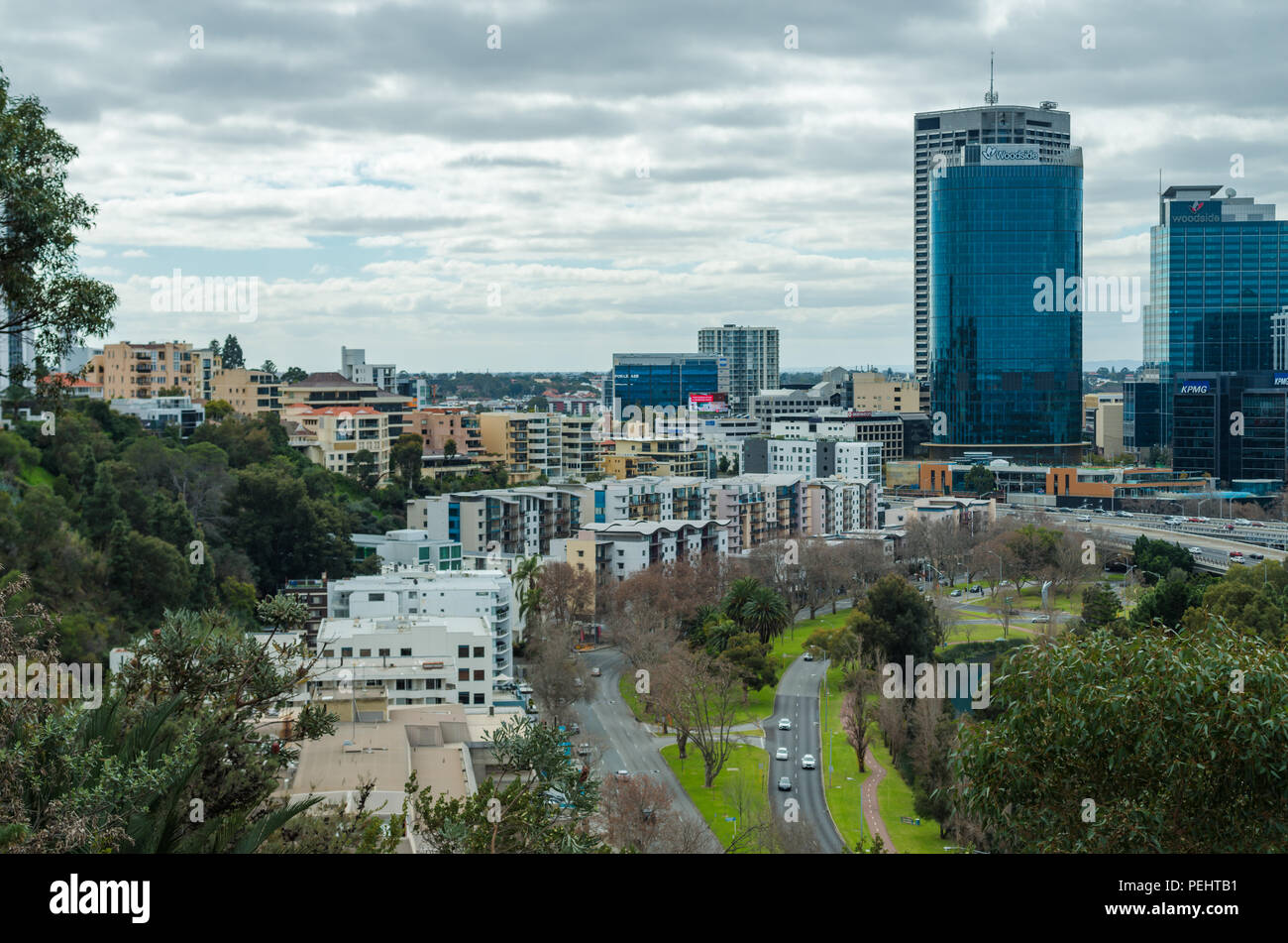 Skyline of Perth, Central Business District view from King's Park ...