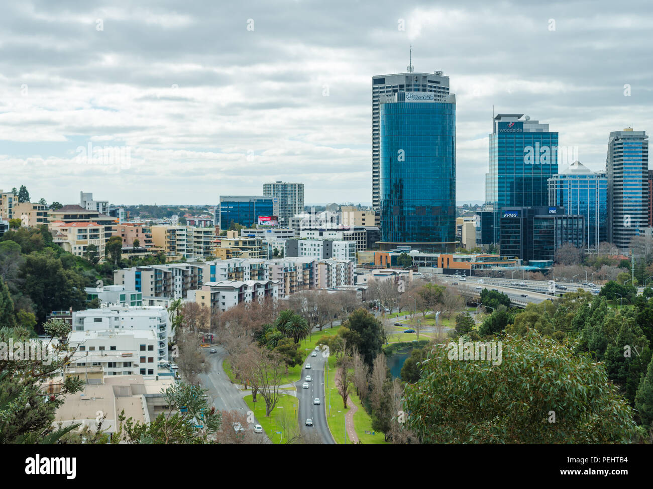 Skyline of Perth, Central Business District view from King's Park ...