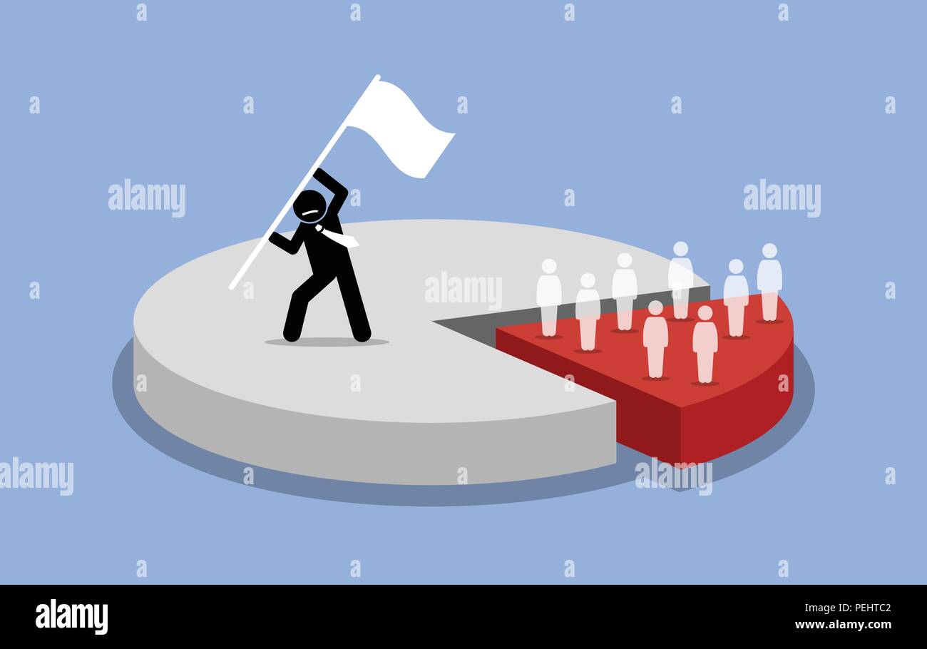 80 and 20 percent rules. Vector artwork depicts majority of the market ...