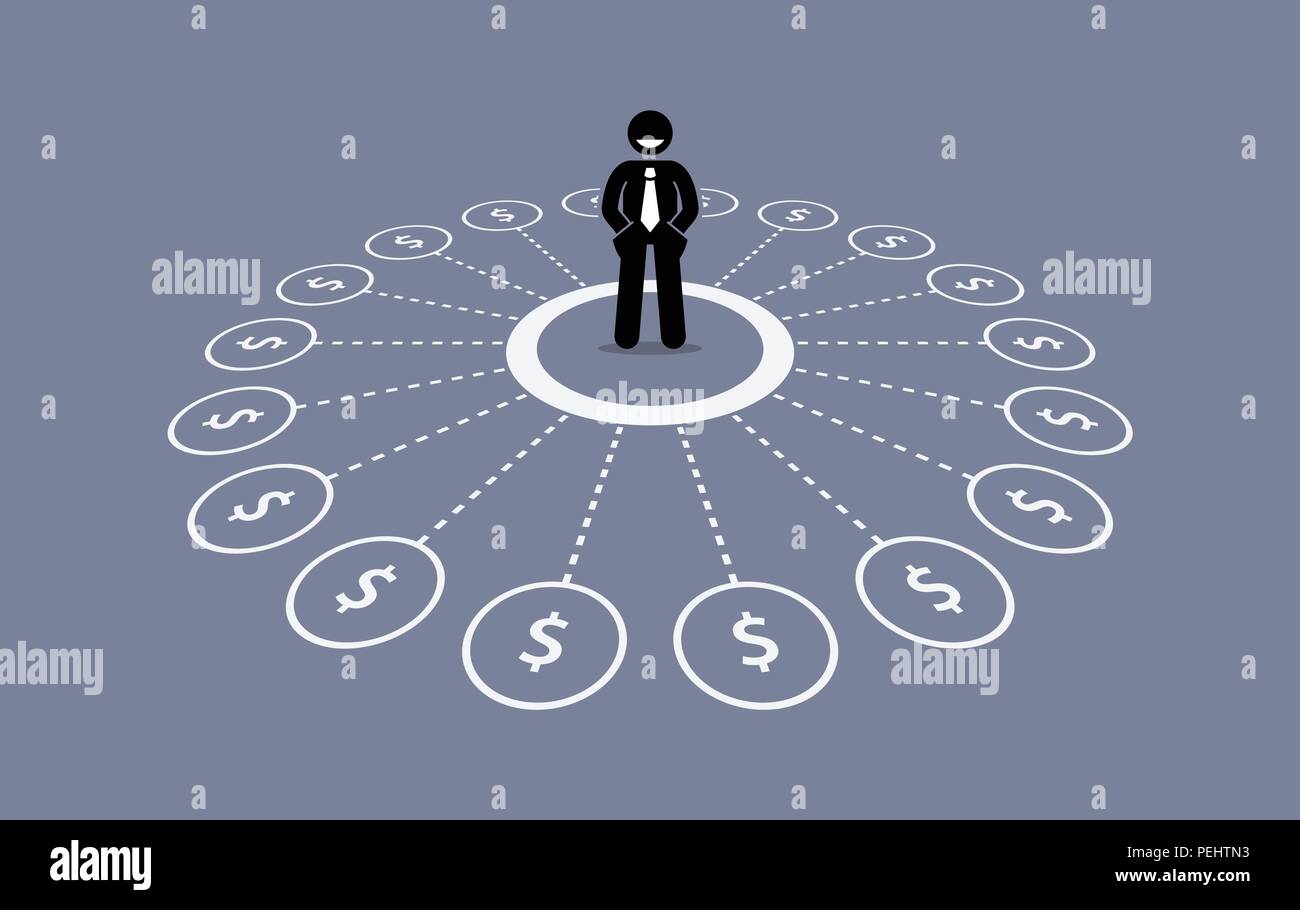 Vector artwork depicts wealth, making money, and steady business Stock ...