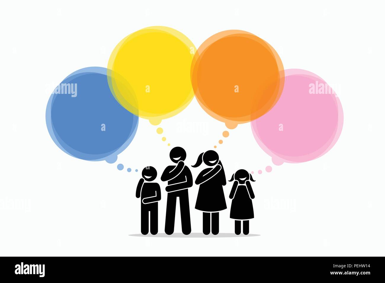 Vector artwork depicts wishes, thoughts, ideas, needs, and imaginations ...