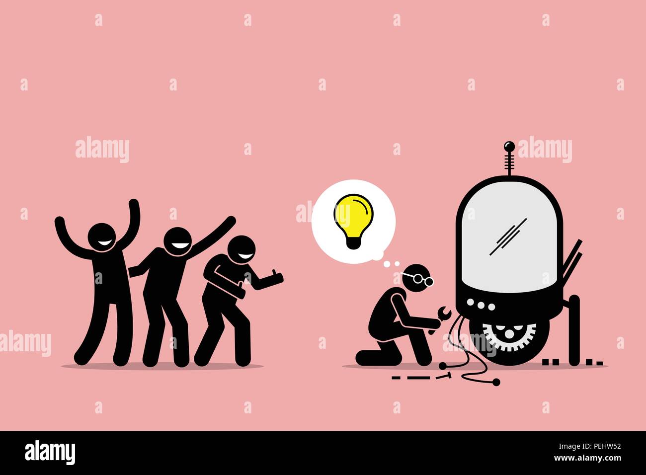 Artwork illustration depicts fanboys, supporters, followers, and ...