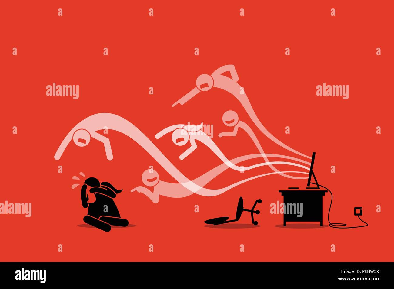 Artwork Illustration depicts social media problem, Internet ...