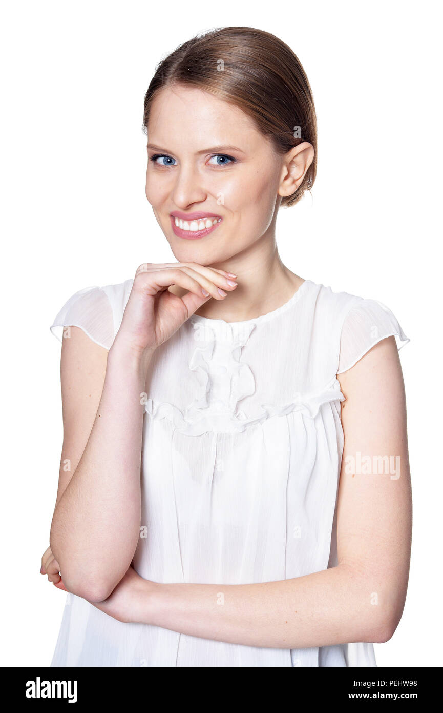 Portrait of a beautiful woman posing isolated Stock Photo - Alamy